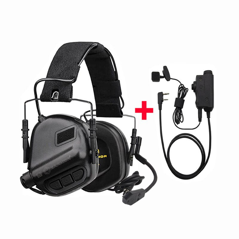 EARMOR M32 Tactical Headset & Kenwood PTT Adapter Set Shooting Communi ...